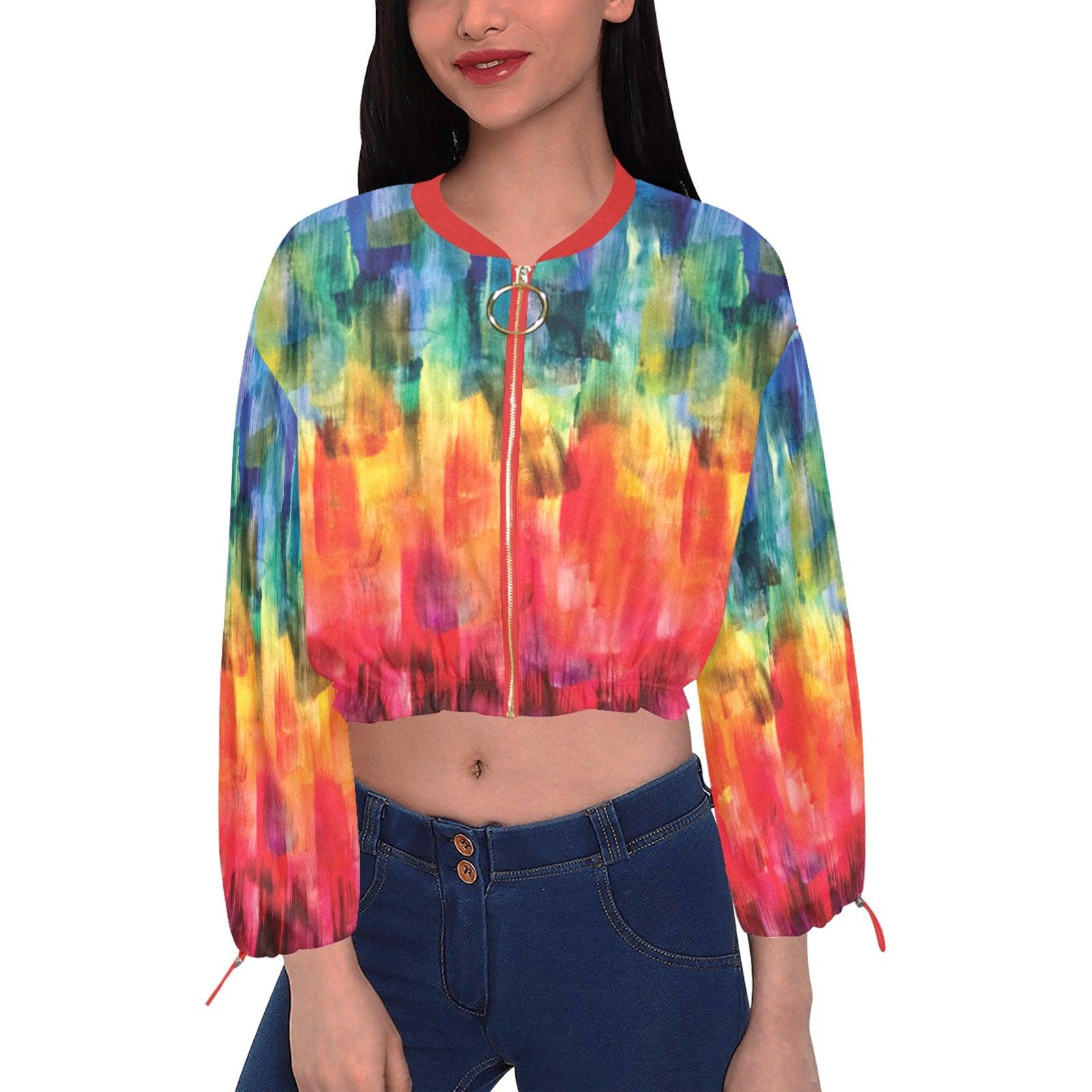 Sara's Rainbow Cropped Chiffon Jacket Cropped Chiffon Jacket for Women ...